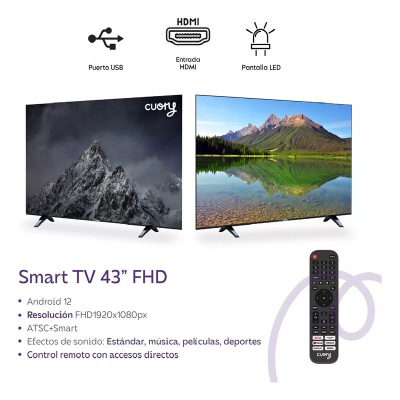Pantalla 43" Cuory Smart TV Android Tv Dled Full Hd